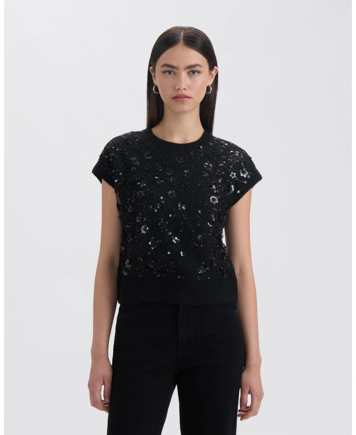 Click here for Nvlt Womens Sleeveless Sequined Sweater - Black prices
