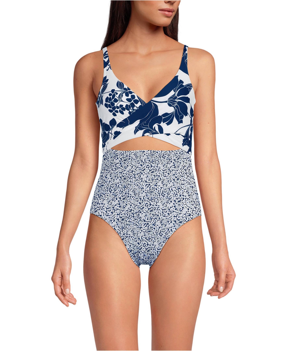 Click here for Lands End Petite Wrap Monokini High Leg One Piece... prices