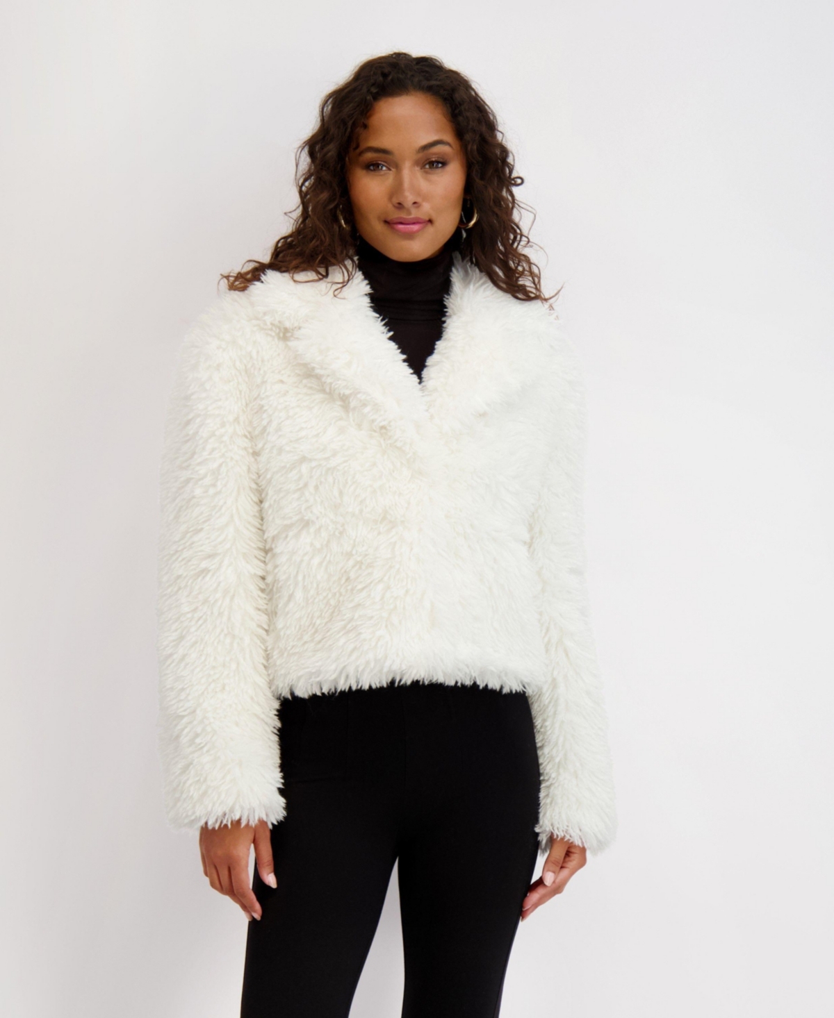 Click here for Kensie Womens Short Notch Collar Faux Fur Jacket -... prices