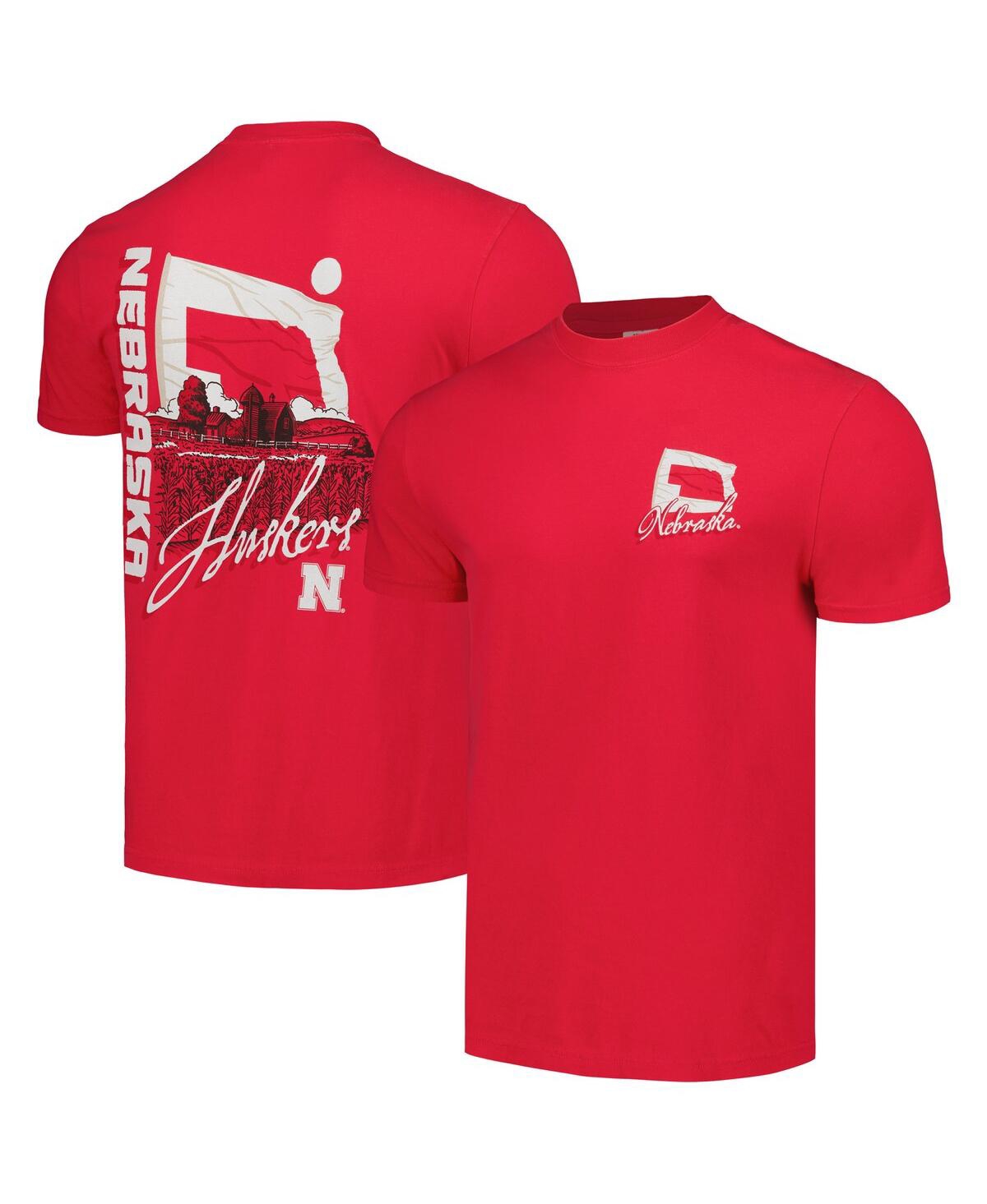 Image One Mens and Womens Scarlet Nebraska Huskers Hyper Local Farming Flag Skyline T-Shirt - Scarlet