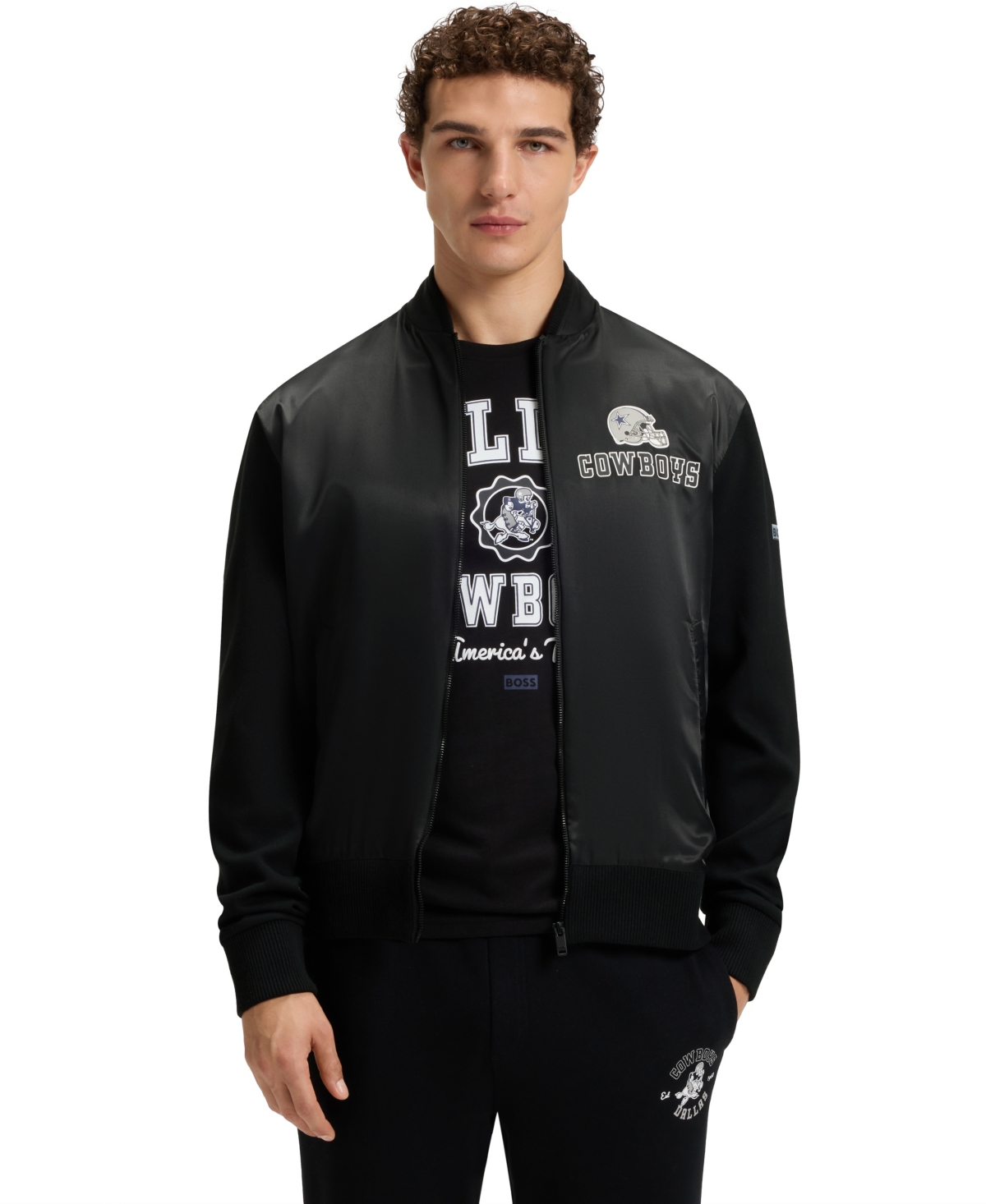 Click here for Boss x Dallas Cowboys Helmet Graphic Bomber Jacket... prices