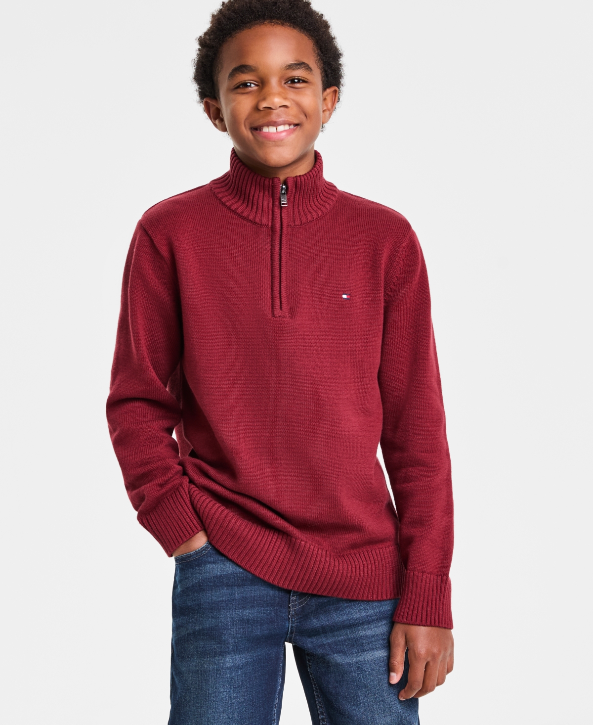 Click here for Tommy Hilfiger Boys 8-20 Quarter-Zip Sweater - Syr... prices