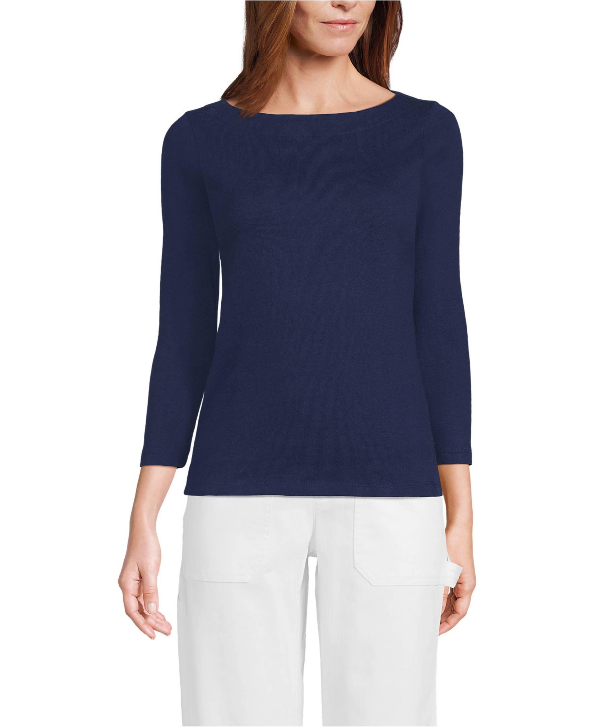 Click here for Lands End Womens Mariner Jersey Boatneck Top - Dee... prices