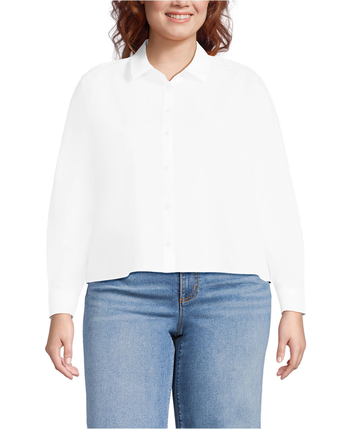 Click here for Lands End Womens Plus Size No Iron Boxy Cropped Sh... prices