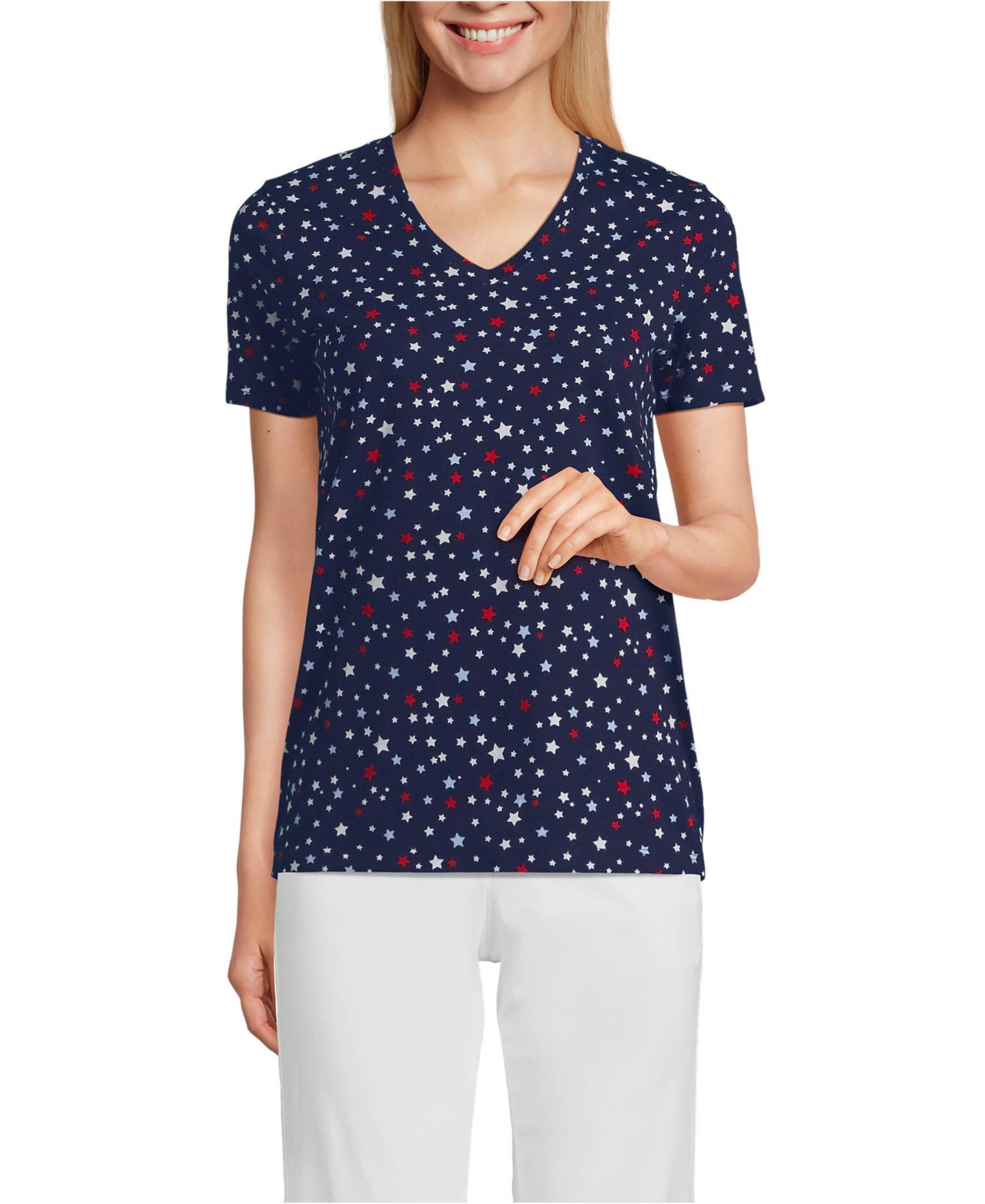 Click here for Lands End Womens Relaxed Supima Cotton V-Neck T-Sh... prices