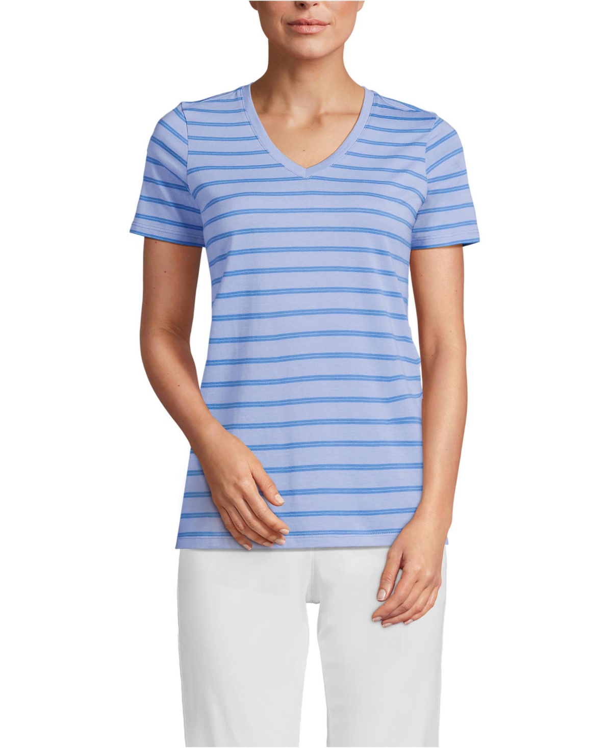 Click here for Lands End Womens Relaxed Supima Cotton V-Neck T-Sh... prices