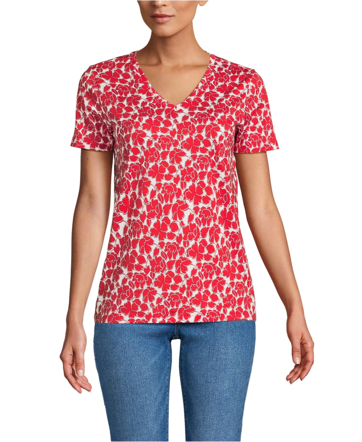 Click here for Lands End Womens Relaxed Supima Cotton V-Neck T-Sh... prices