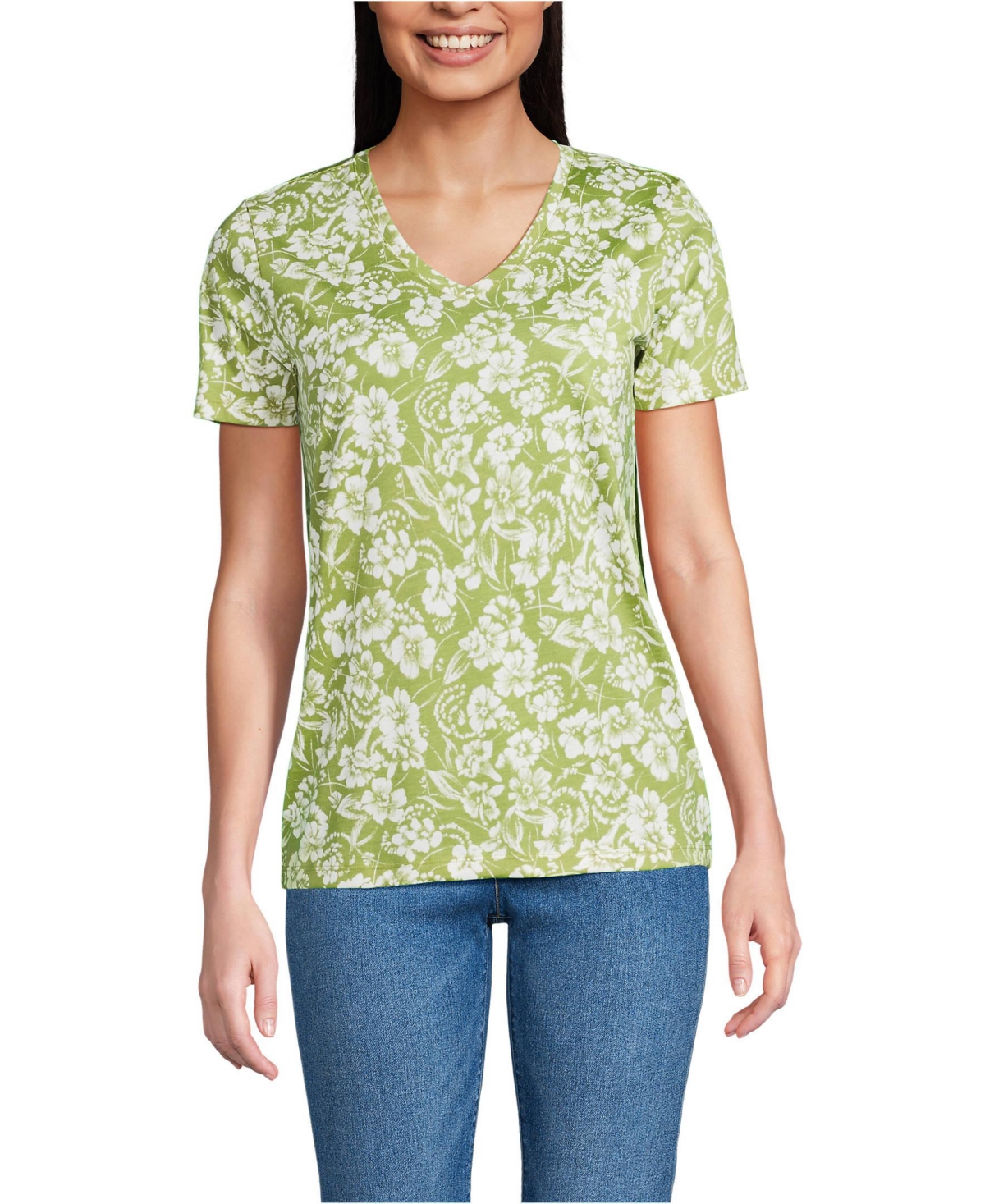 Click here for Lands End Womens Relaxed Supima Cotton V-Neck T-Sh... prices