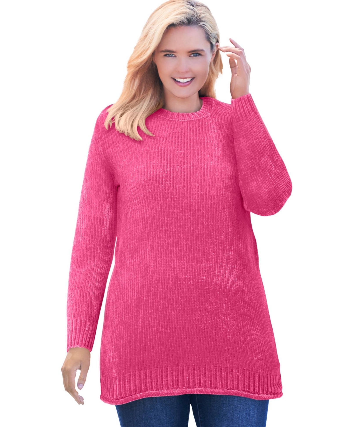 Click here for Woman Within Womens Plus Size Crewneck Chenille Sw... prices