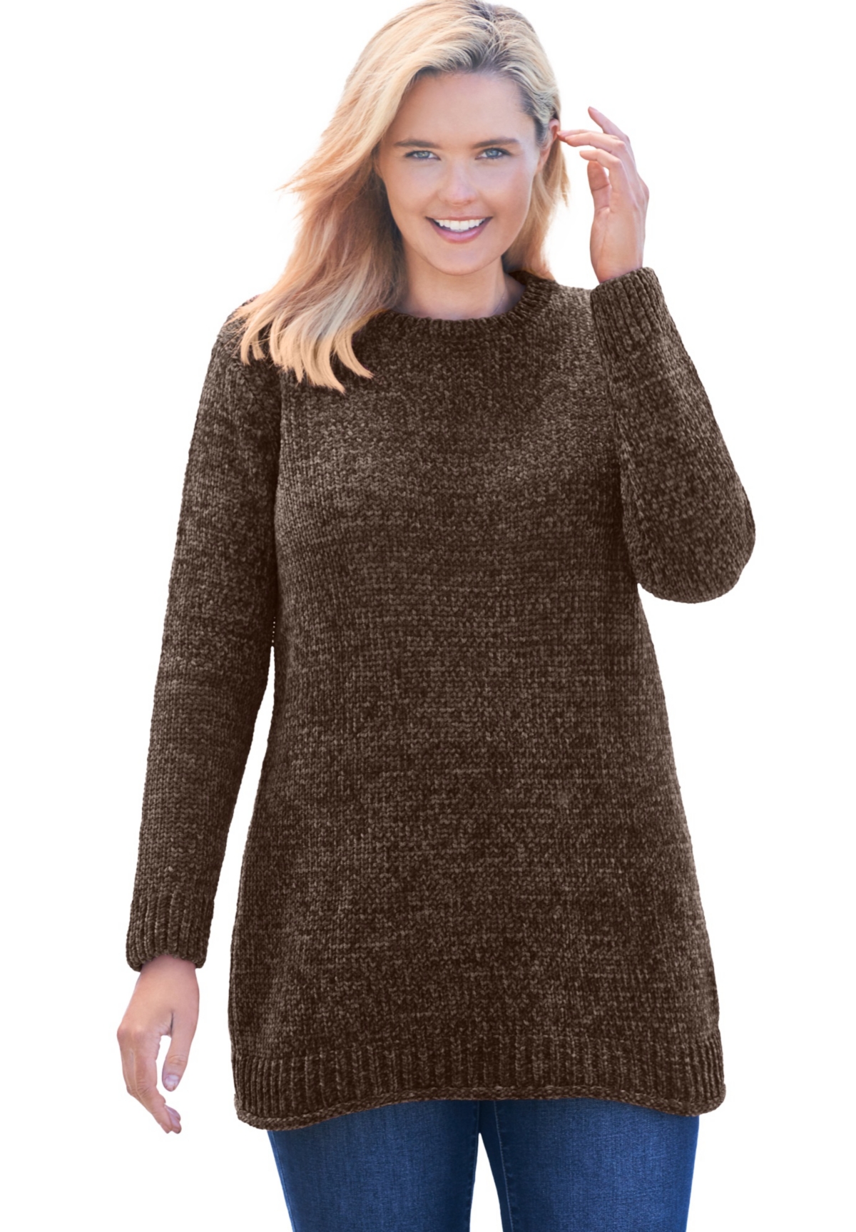 Click here for Woman Within Plus Size Crewneck Chenille Sweater -... prices