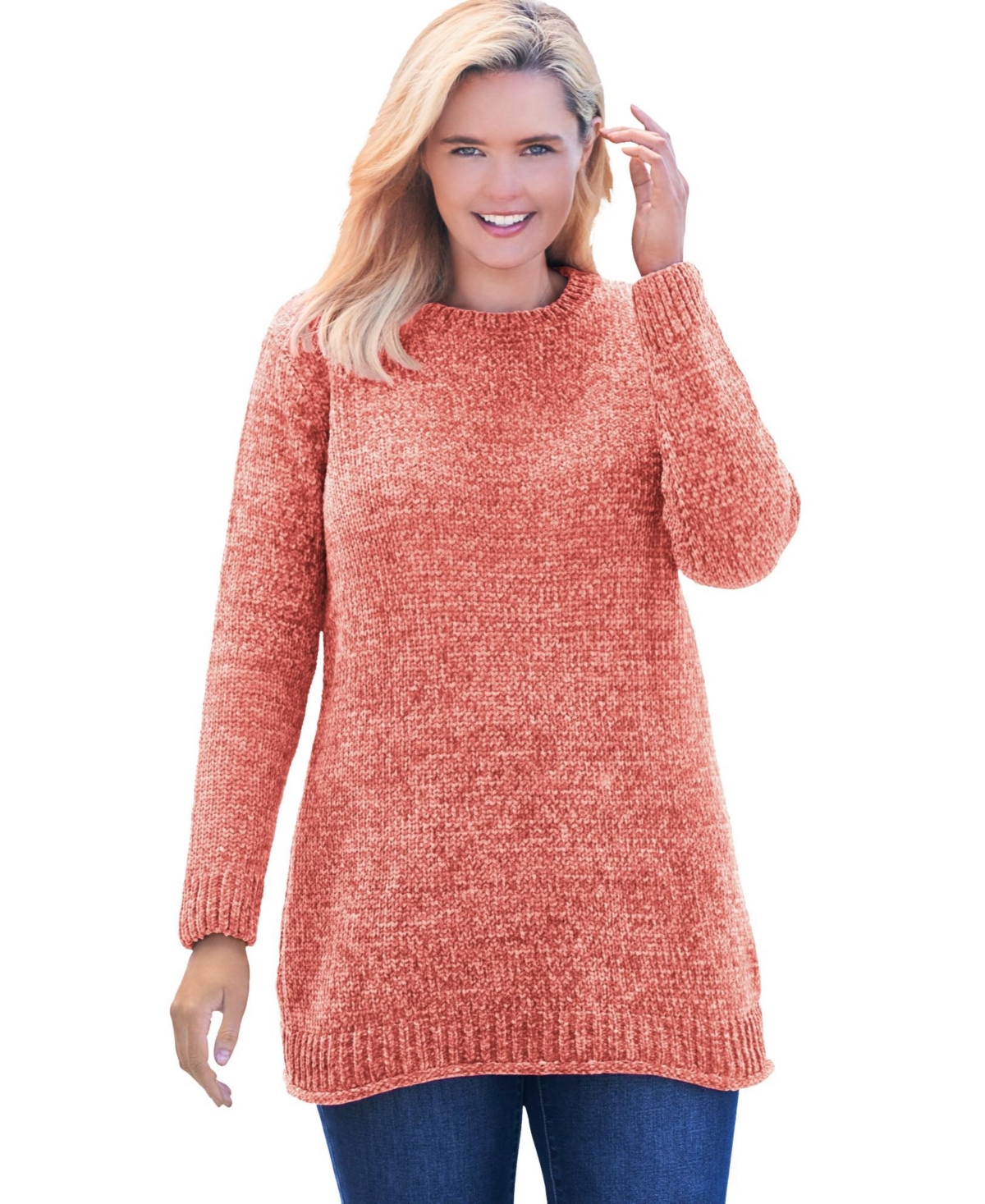 Click here for Woman Within Womens Plus Size Crewneck Chenille Sw... prices