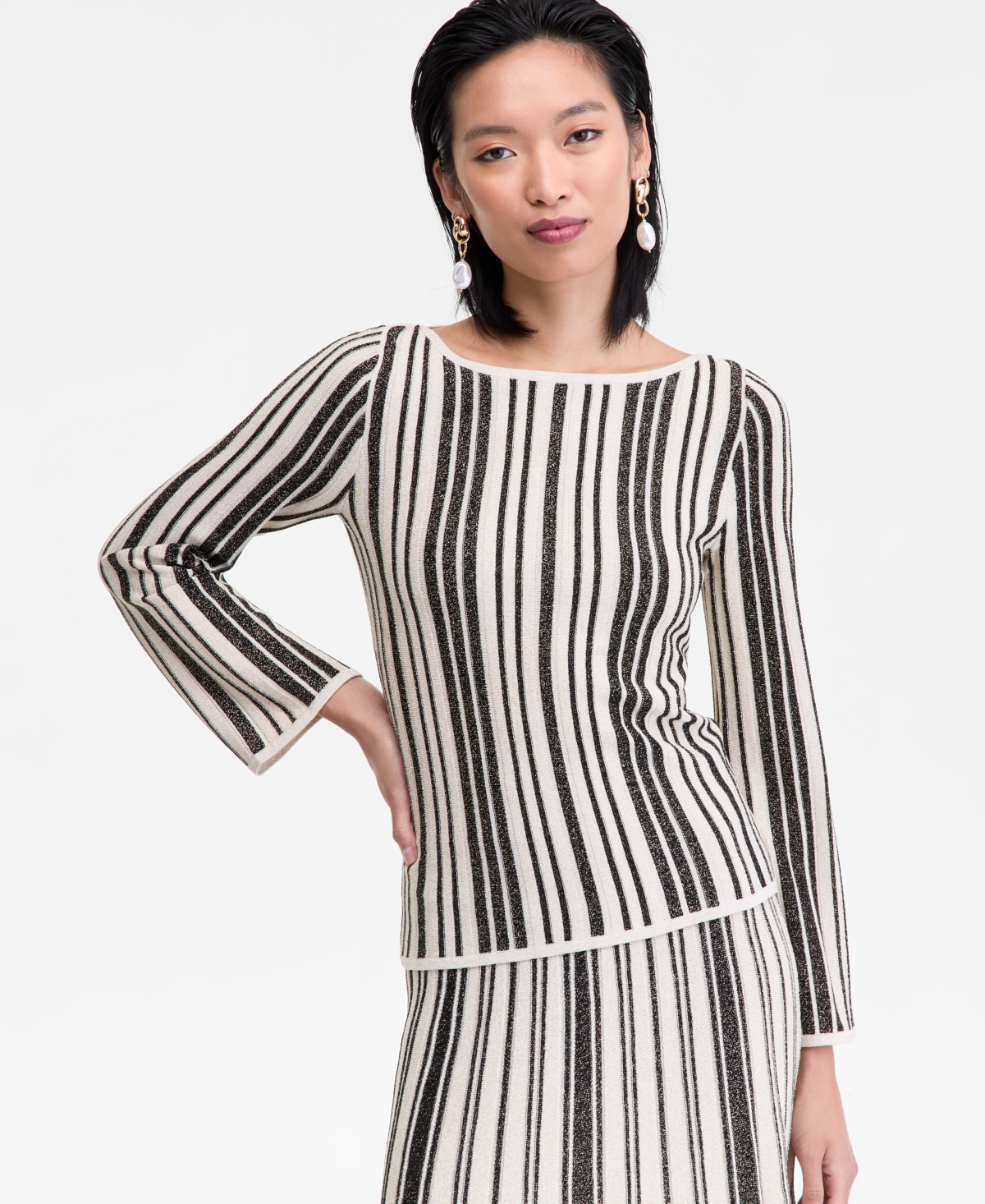 Click here for I.n.c. International Concepts Womens Metallic Stri... prices