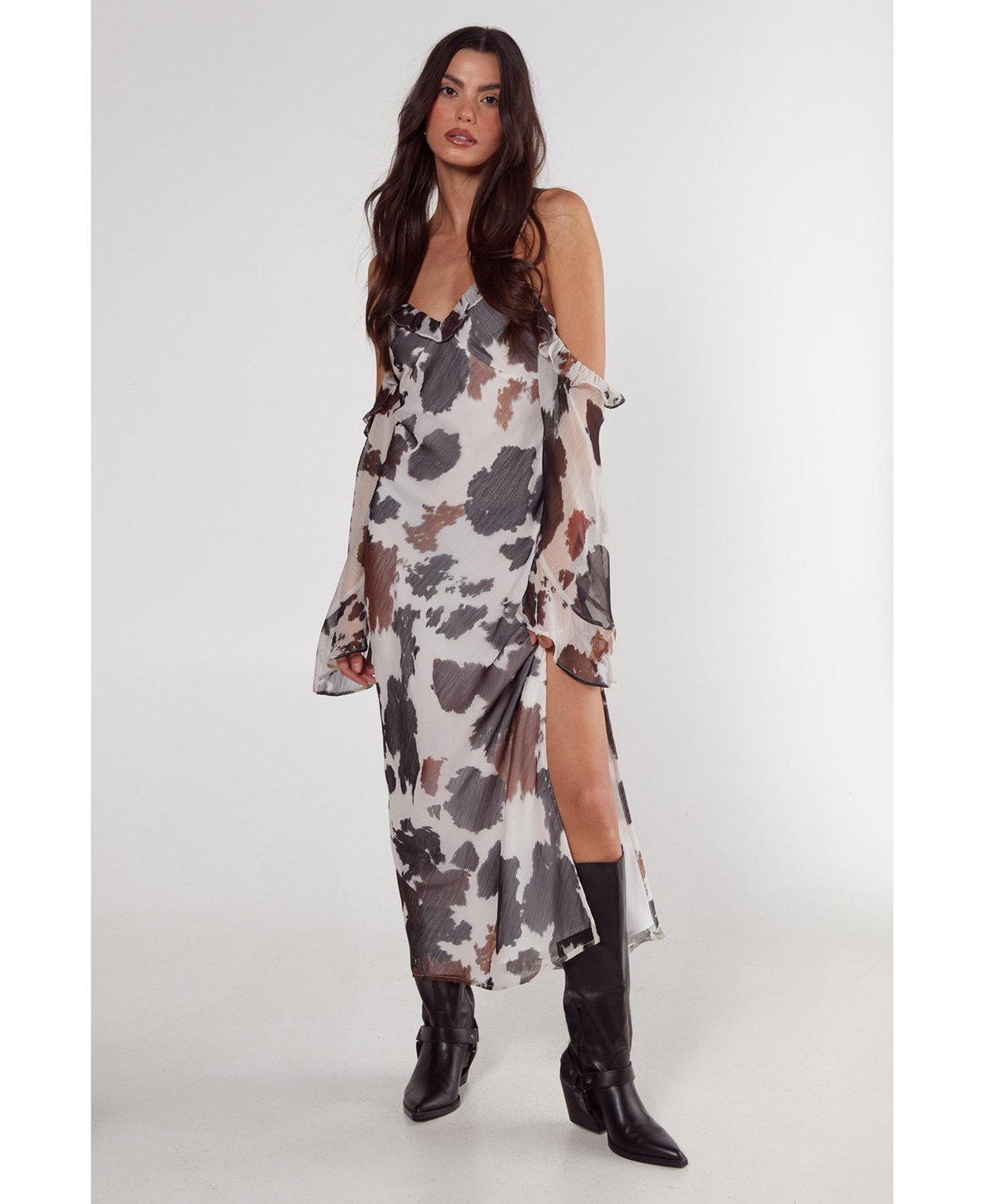 Click here for Nasty Gal Womens Cold Shoulder Bias Cut Split Maxi... prices