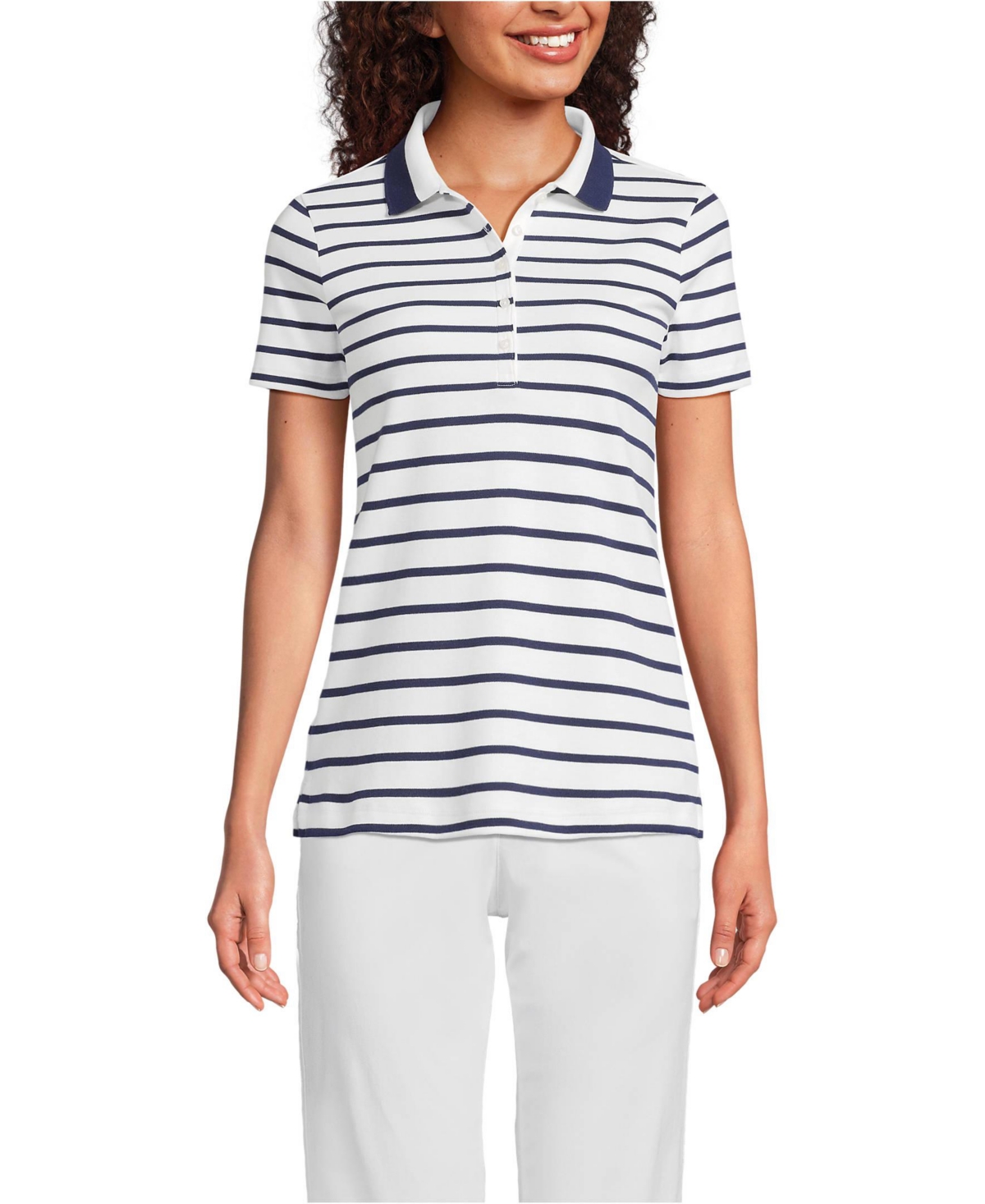 Click here for Lands End Womens Supima Cotton Polo Shirt - White/... prices