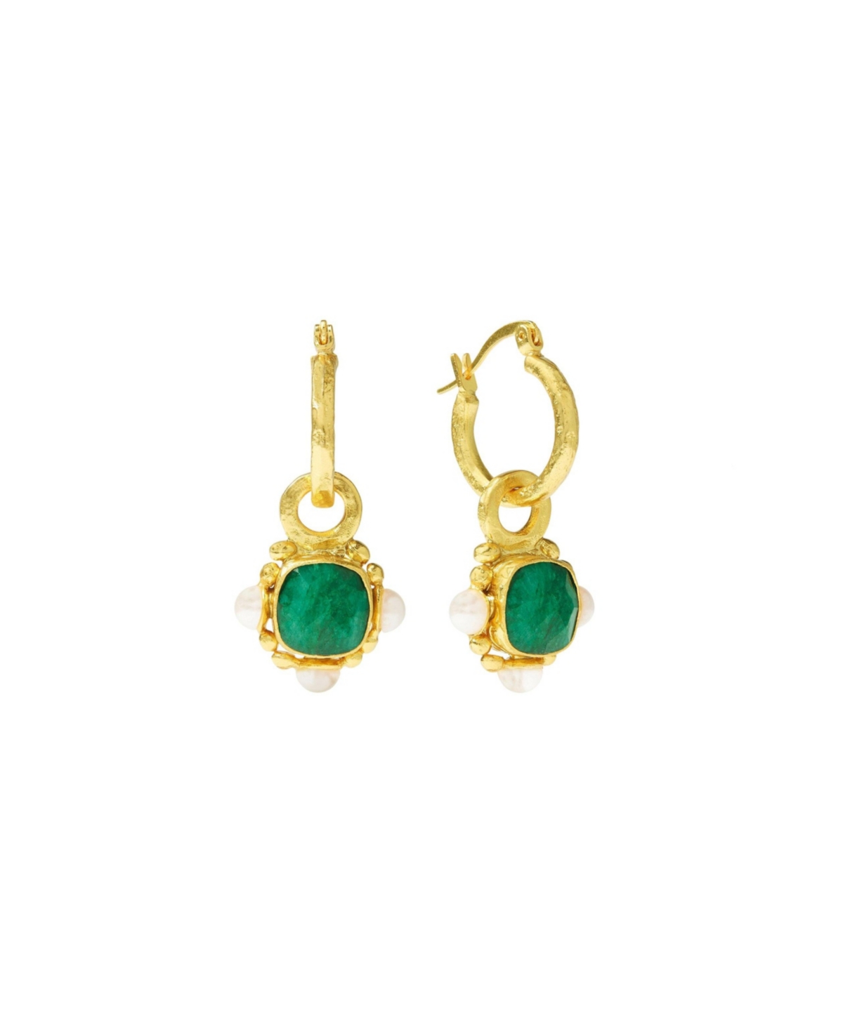 Click here for Ottoman Hands Esther Pearl Drop Hoop Earrings - Go... prices