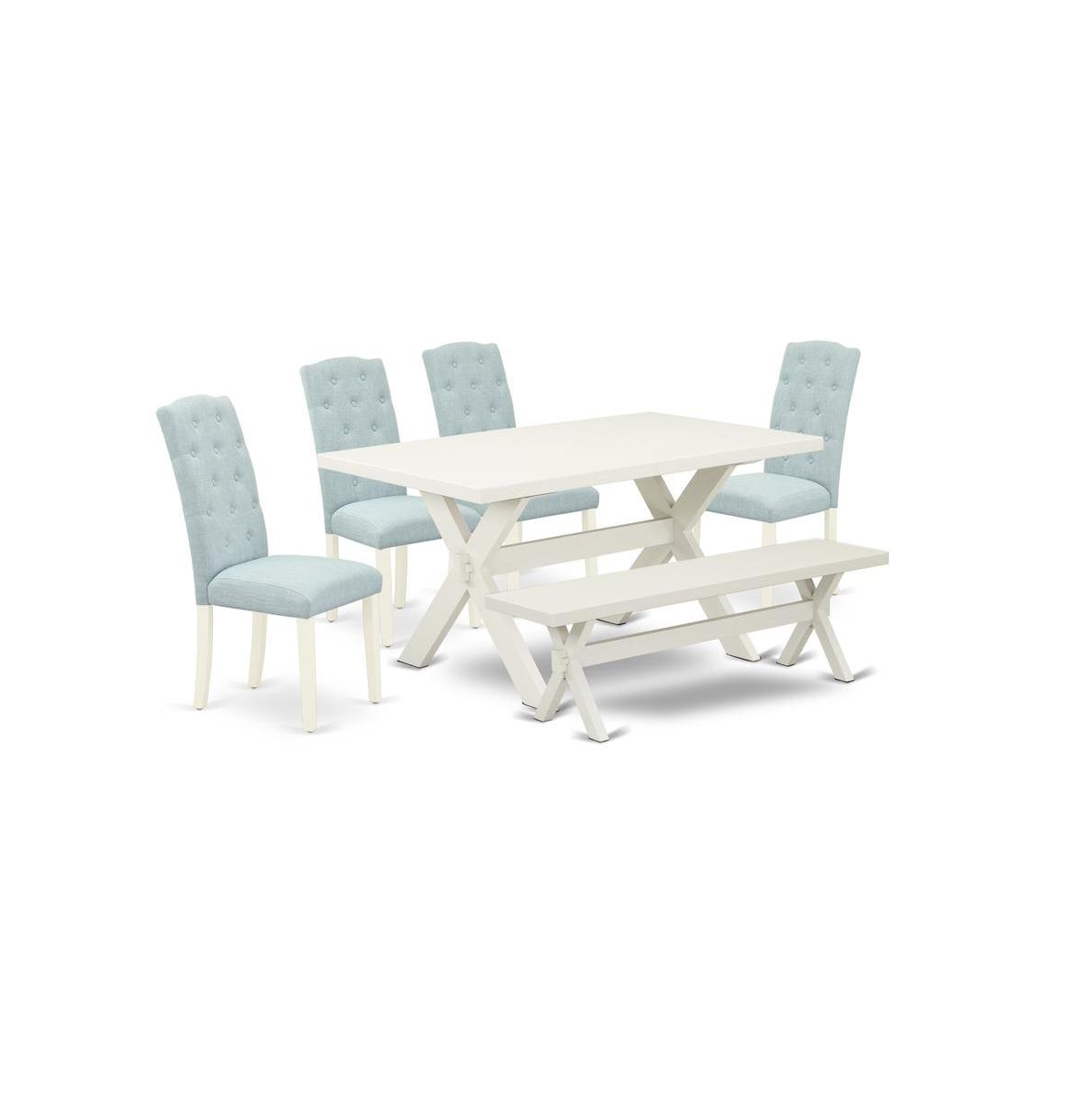 Click here for East West Furniture 6-Piece -Baby Blue Linen Fabri... prices