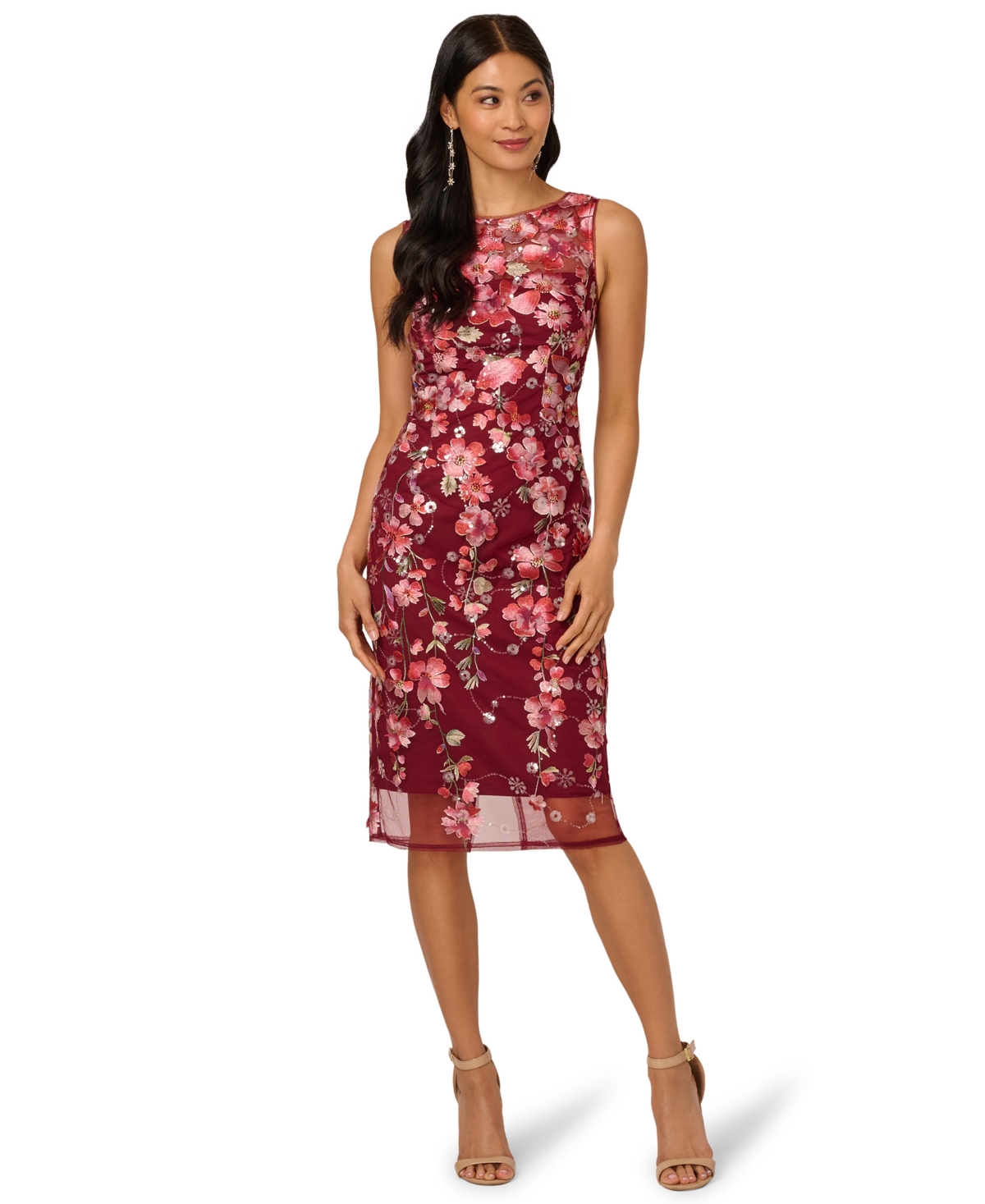 Click here for Adrianna Papell Womens Embroidered Floral Midi Dre... prices