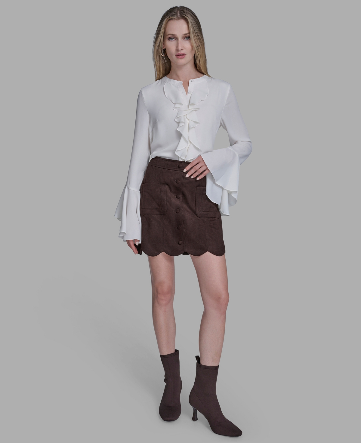 Click here for Bcbg Womens Tulip Hem Mini Skirt - Truffle prices
