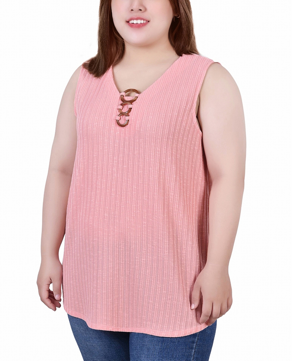 Click here for Ny Collection Plus Size Sleeveless Rib Top - Conch... prices