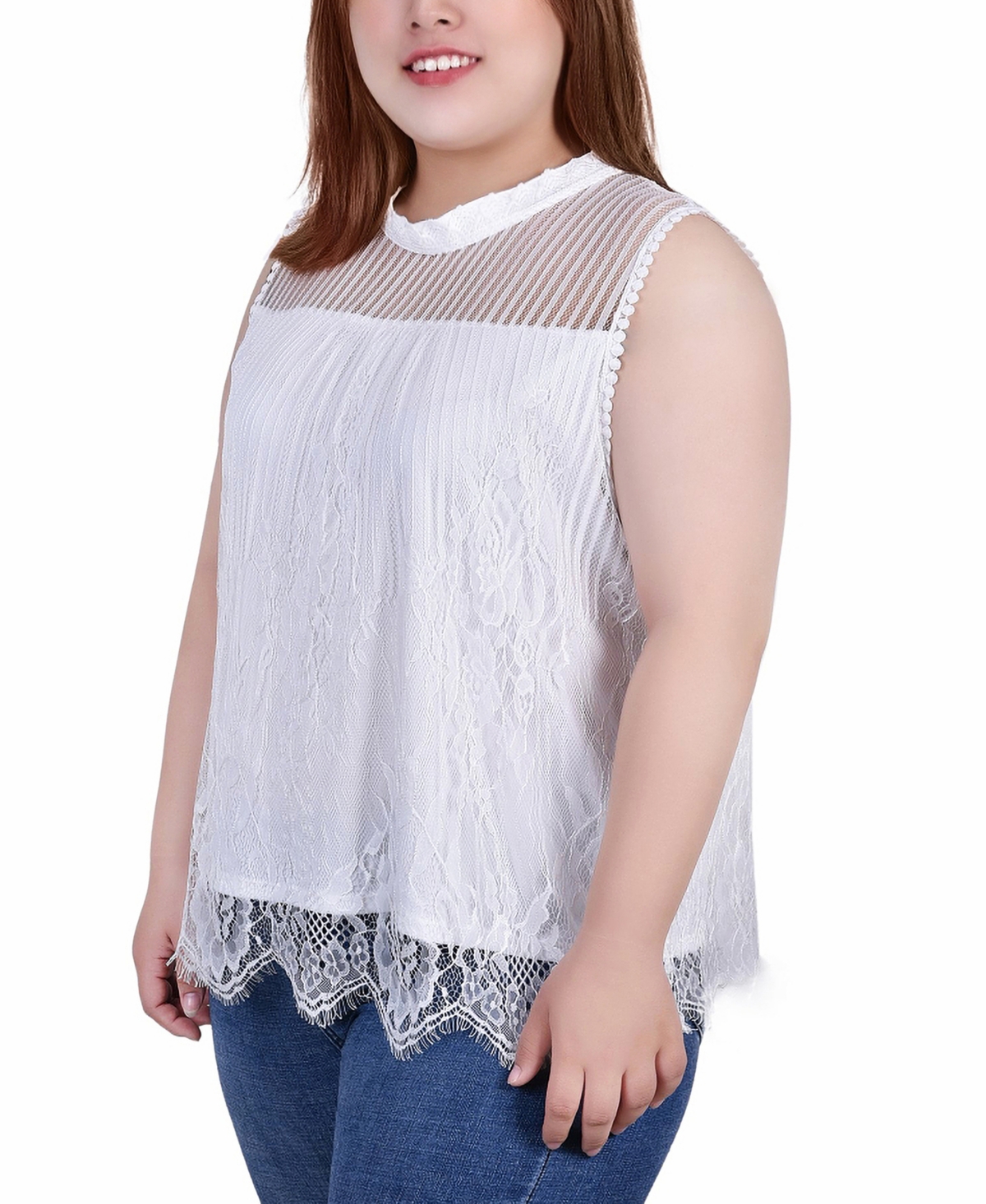 Click here for Ny Collection Plus Size Sleeveless Mock Neck Lace... prices