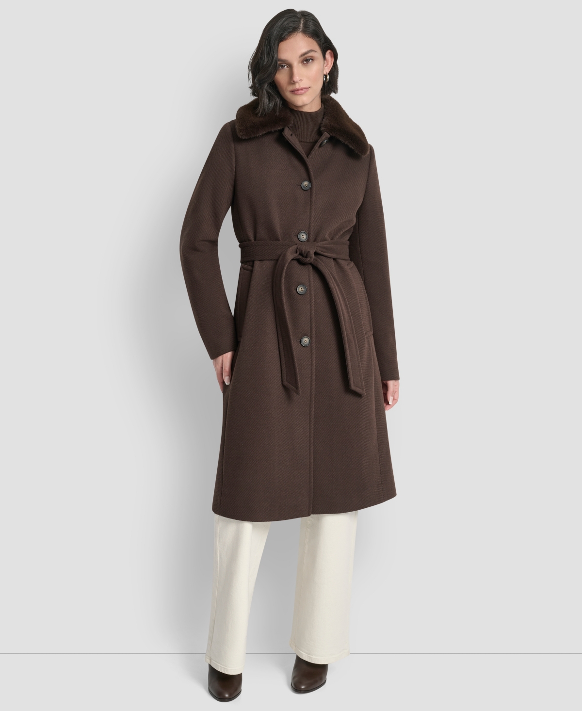 Click here for Dkny Womens Single-Breasted Pillow Collar Coat - B... prices