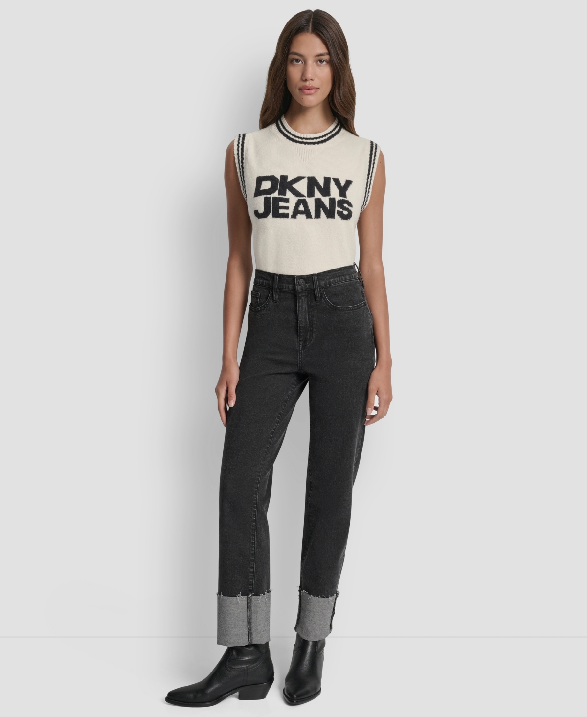 Click here for Dkny Jeans Womens High-Rise Classic Cuffed Straigh... prices