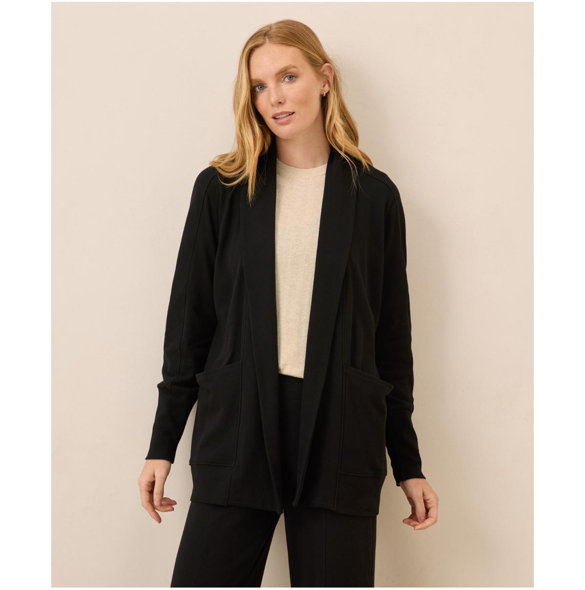 Click here for Pact Womens Airplane Wrap Cardigan - Black prices