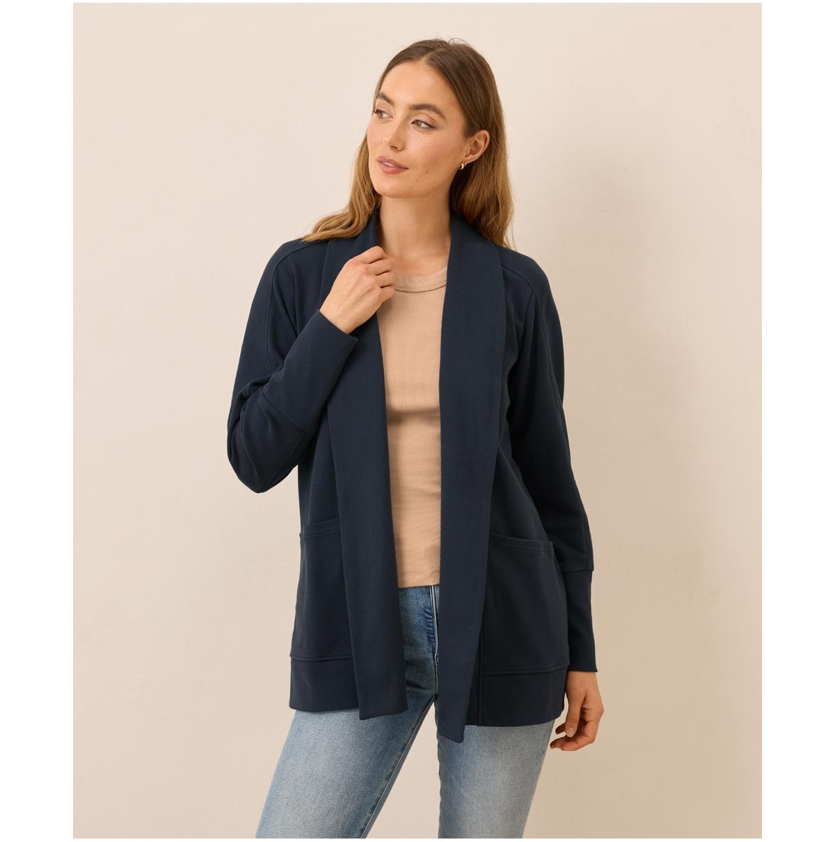 Click here for Pact Womens Airplane Wrap Cardigan - Midnight blue prices