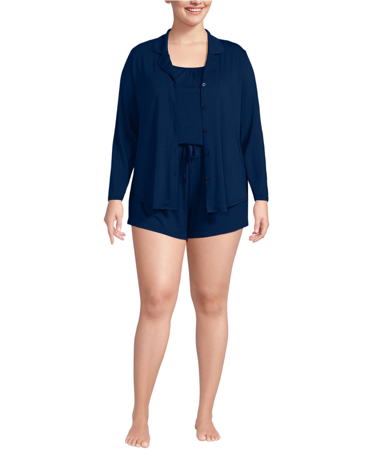 Click here for Lands End Plus Size Cooling 3 Piece Pajama Set - L... prices