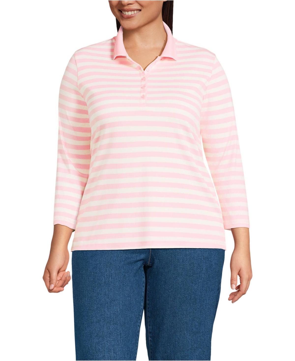 Click here for Lands End Plus Size Supima Cotton 3/4 Sleeve Polo... prices