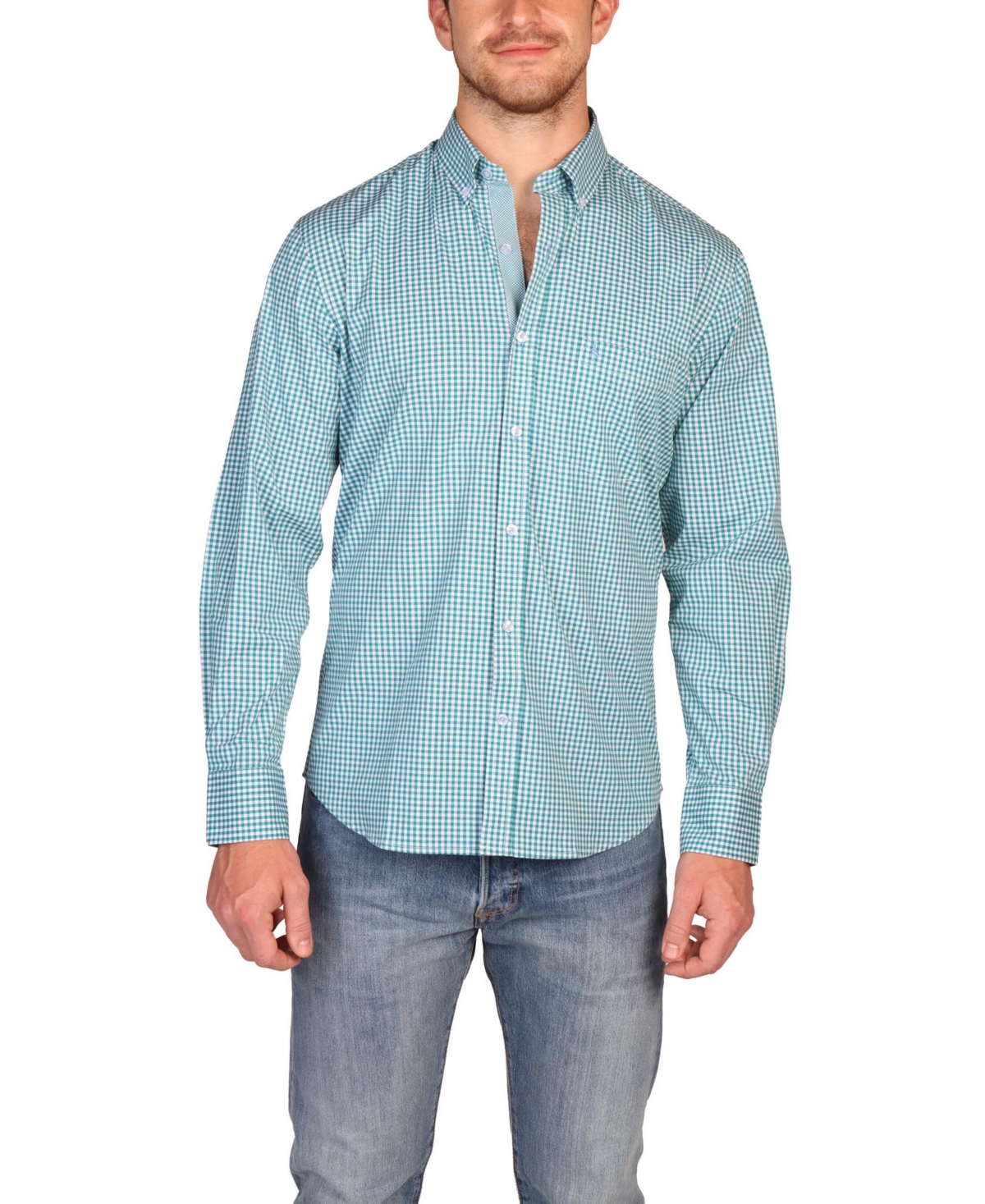 Click here for Tailorbyrd Mens Signature Gingham Long Sleeve Shir... prices