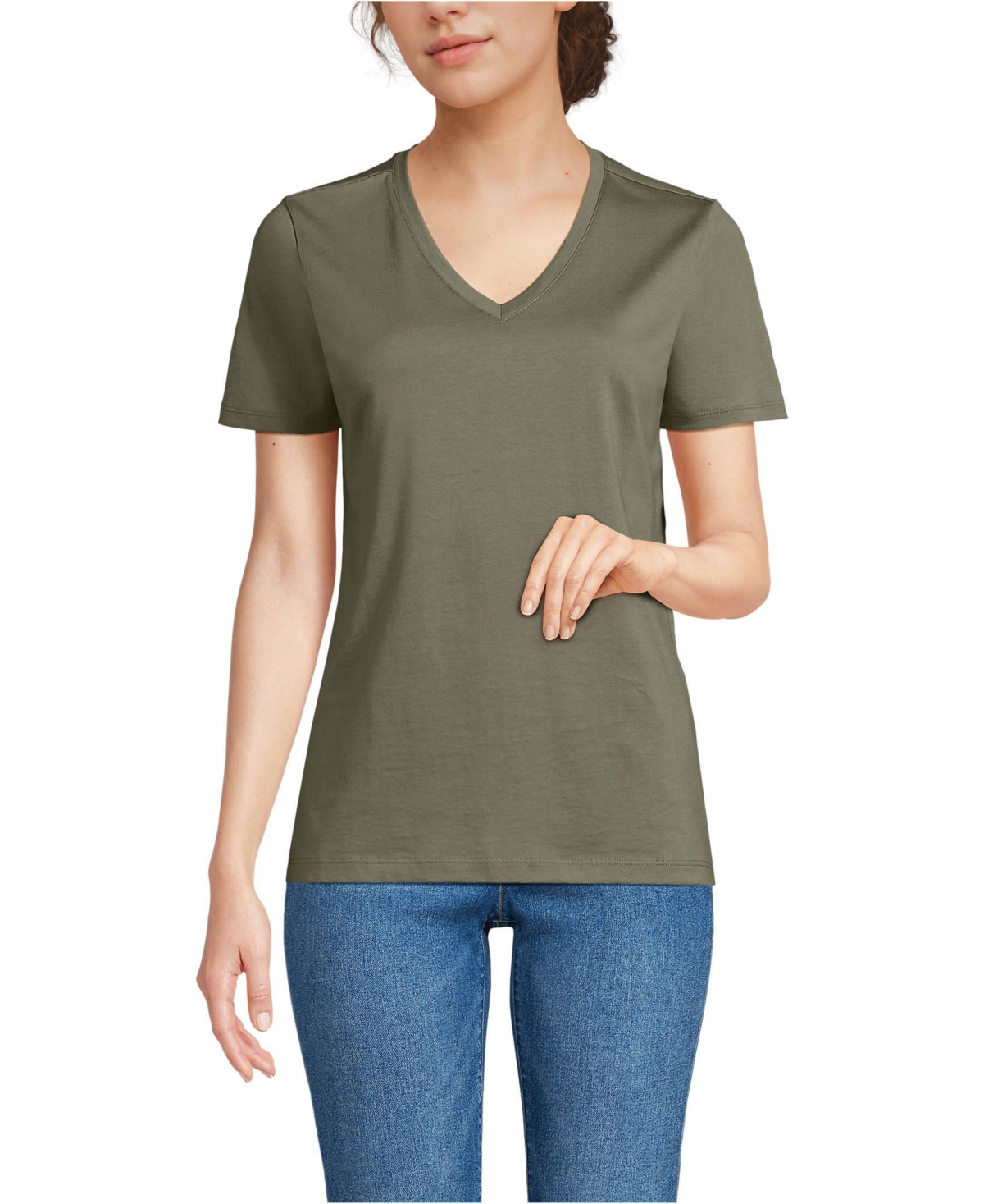 Click here for Lands End Womens Relaxed Supima Cotton V-Neck T-Sh... prices