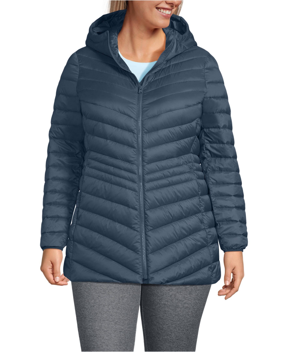 Click here for Lands End Plus Size Wanderweight Packable Down Hoo... prices