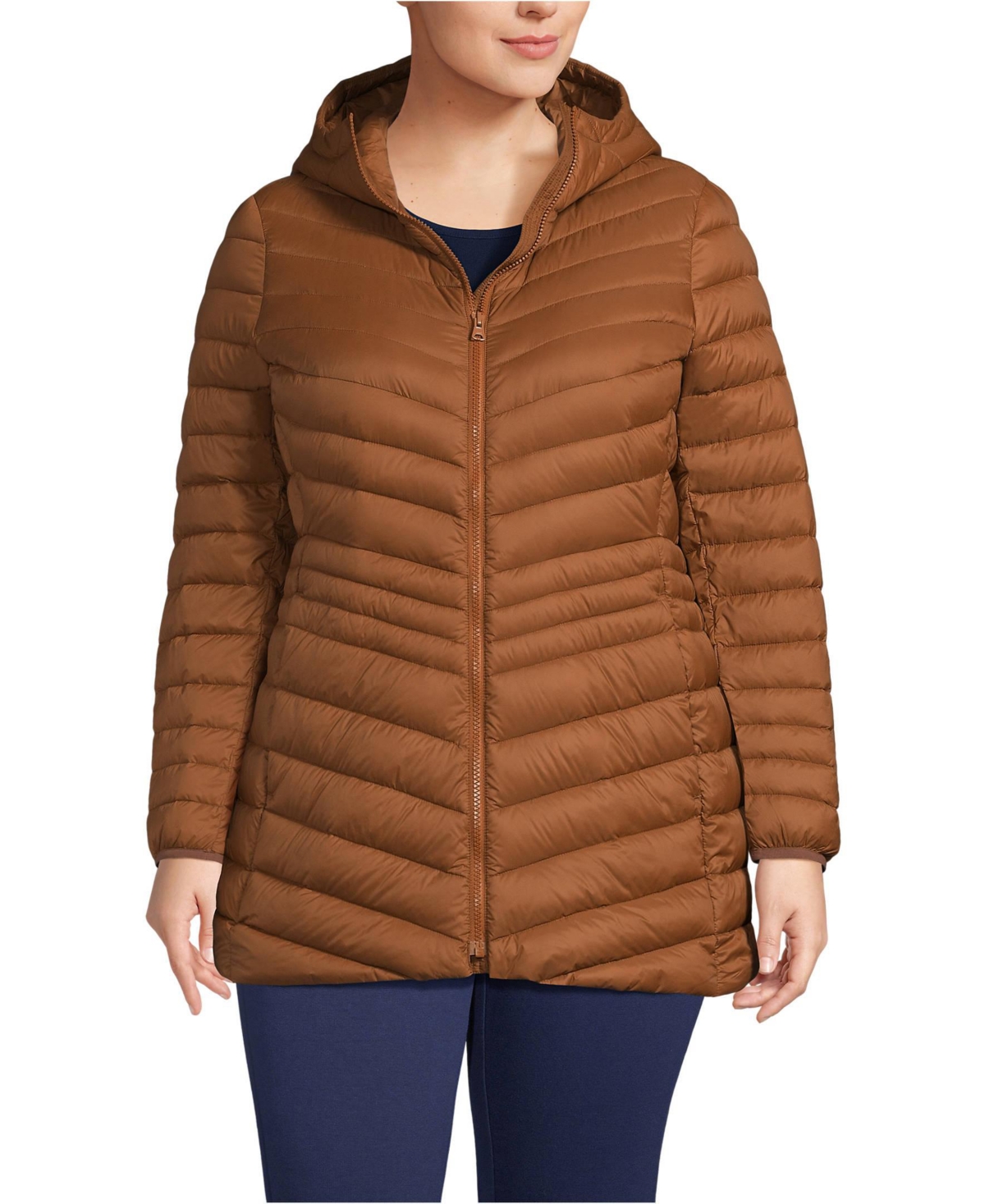 Click here for Lands End Plus Size Wanderweight Packable Down Hoo... prices