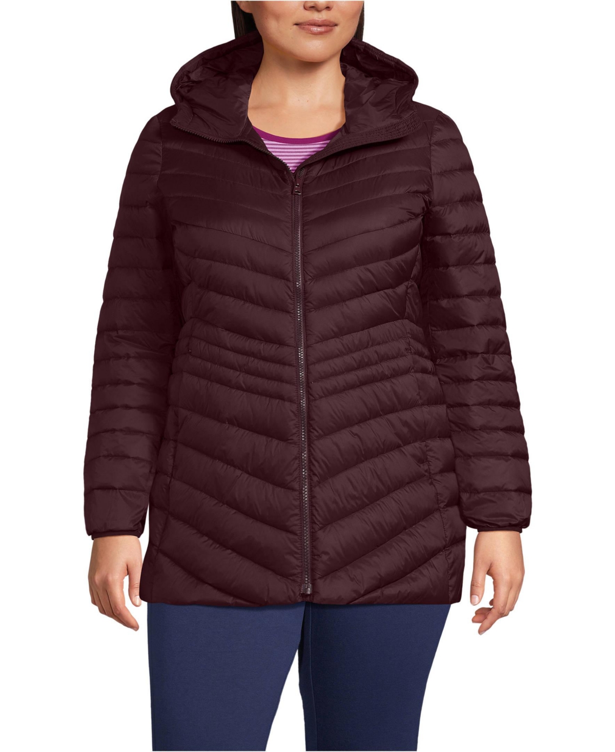 Click here for Lands End Plus Size Wanderweight Packable Down Hoo... prices