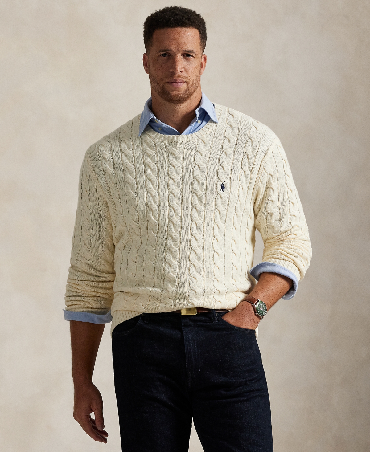 Click here for Polo Ralph Lauren Mens Big & Tall Cable-Knit Cotto... prices