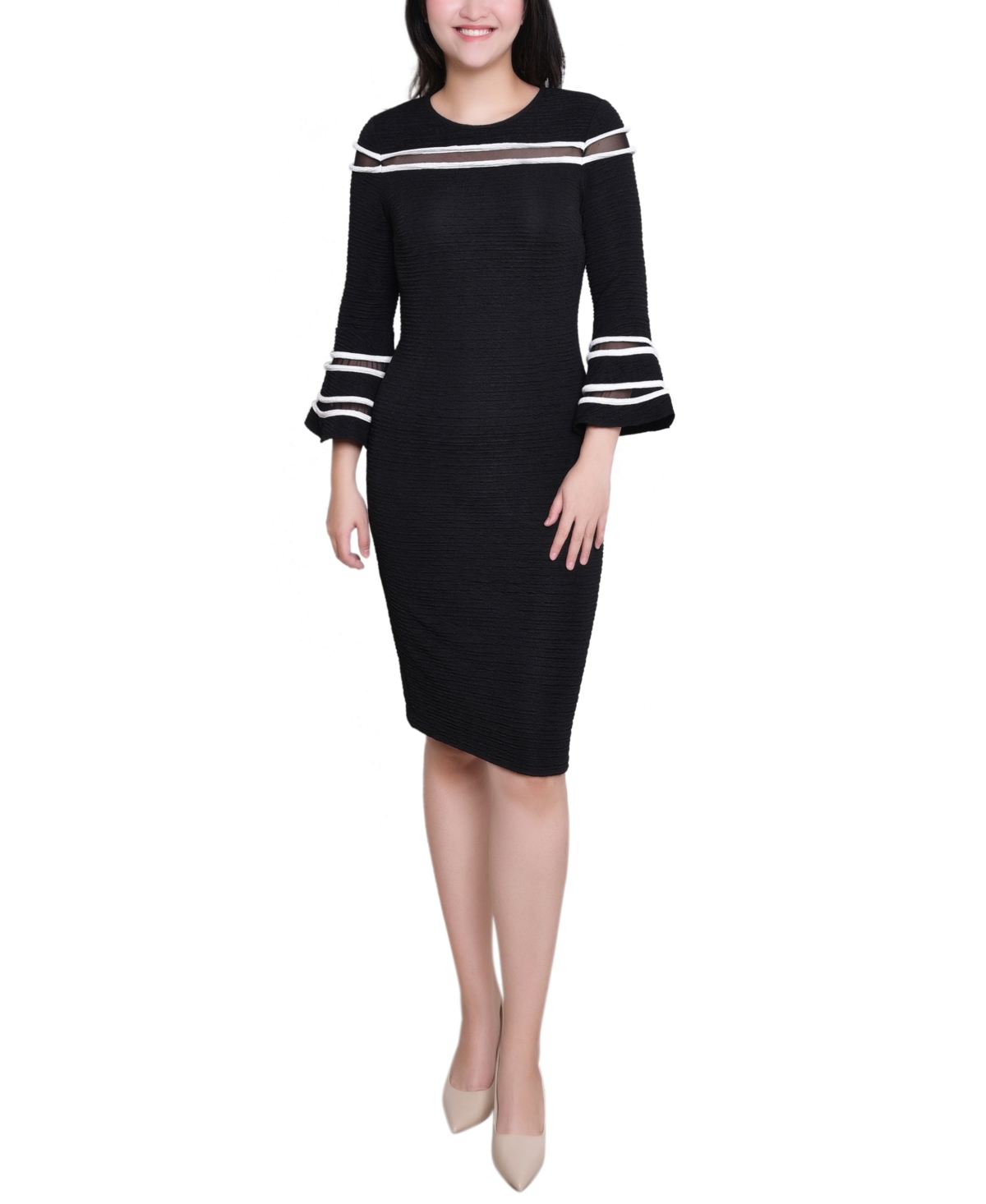 Click here for Ny Collection Womens Long Bell Sleeve Dress - Blac... prices