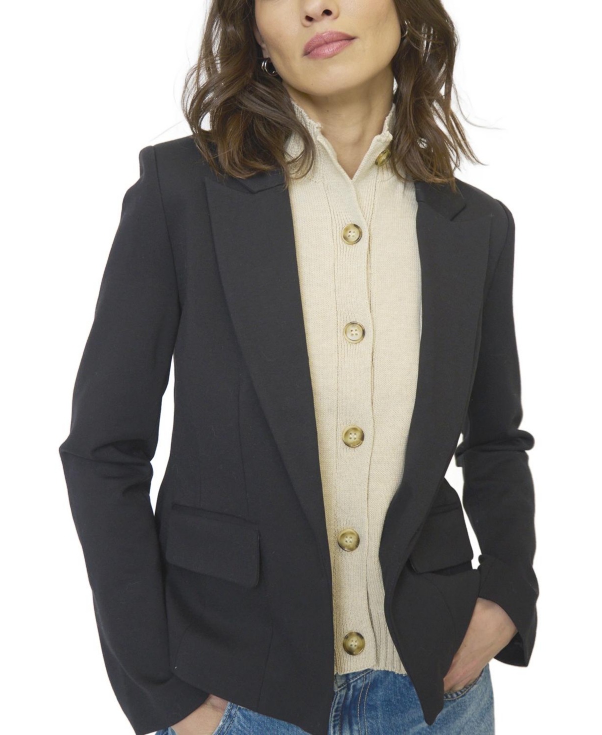 Click here for Central Park West Womens Halsey Ponte Dickey Jacke... prices