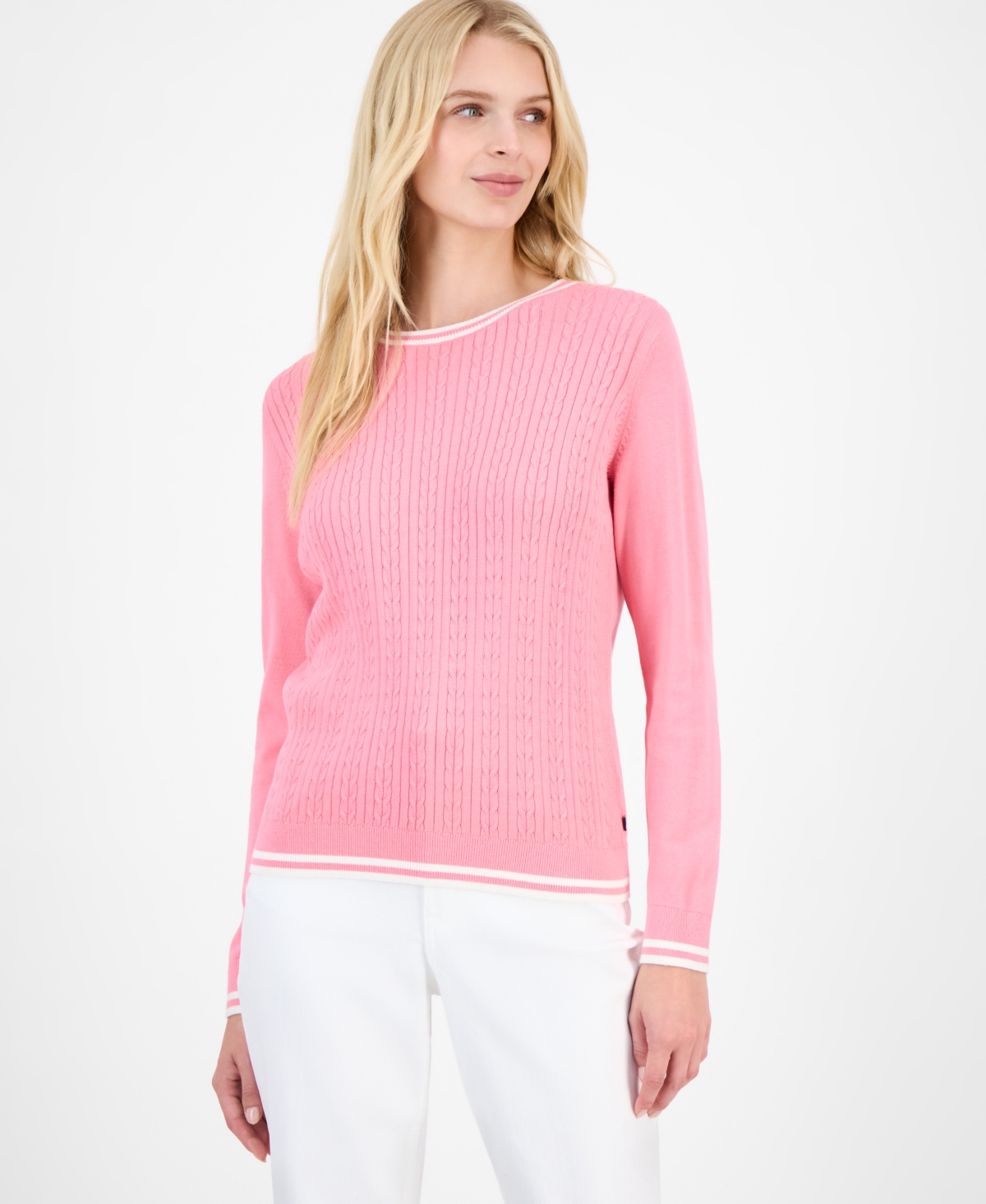 Click here for Nautica Womens Cotton Cable Knit Crewneck Sweater... prices