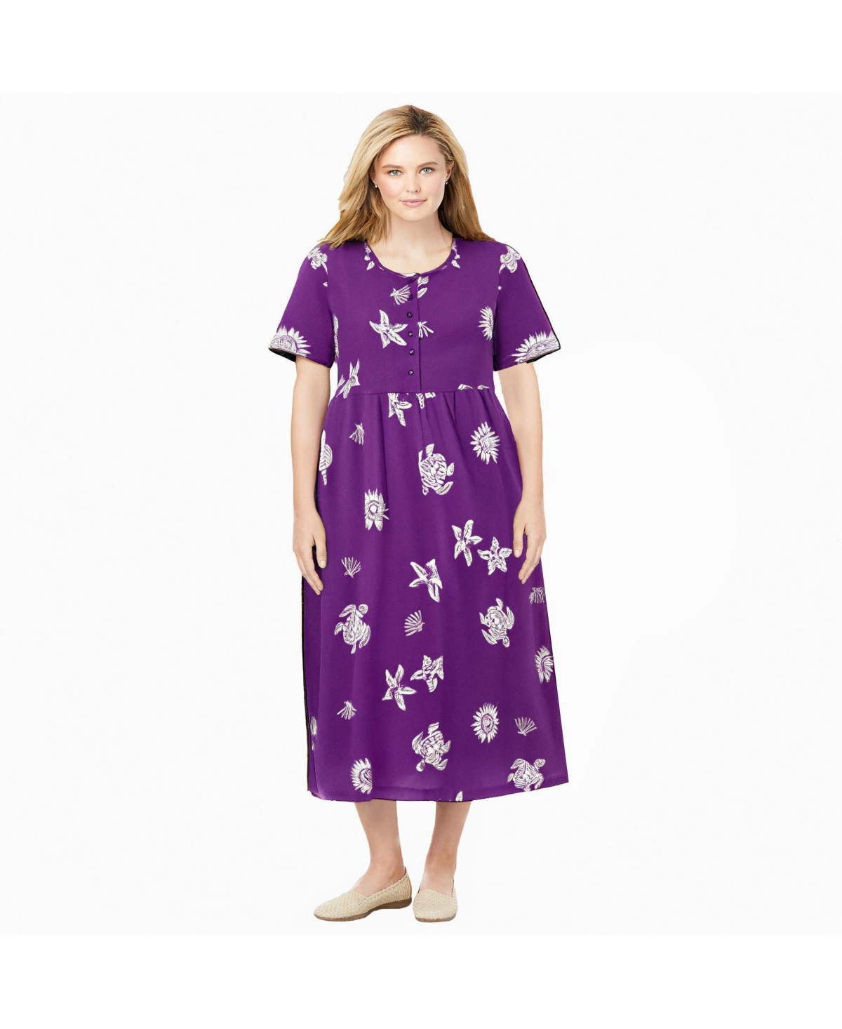 Click here for Woman Within Womens Within Stamped Empire Waist Dr... prices