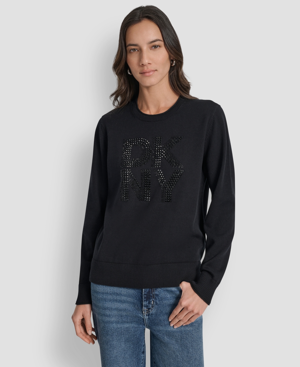 Click here for Dkny Jeans Petite Embellished Logo Crewneck Sweate... prices