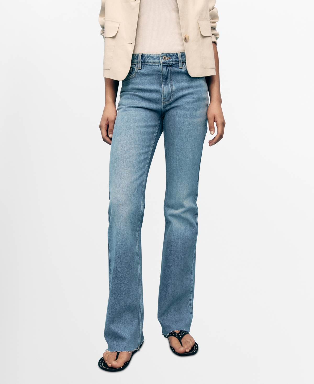 Click here for Mango Womens Fiona Flared Mid-Rise Jeans - Medium... prices