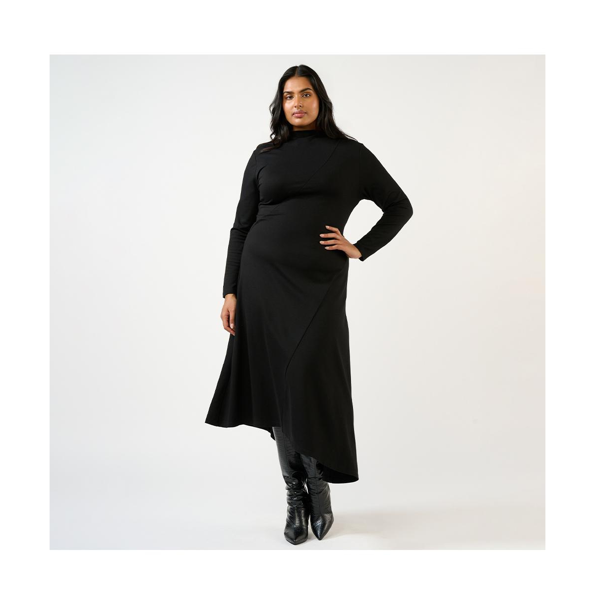 Click here for Estelle Womens Abagail High Neck Dress - Black prices