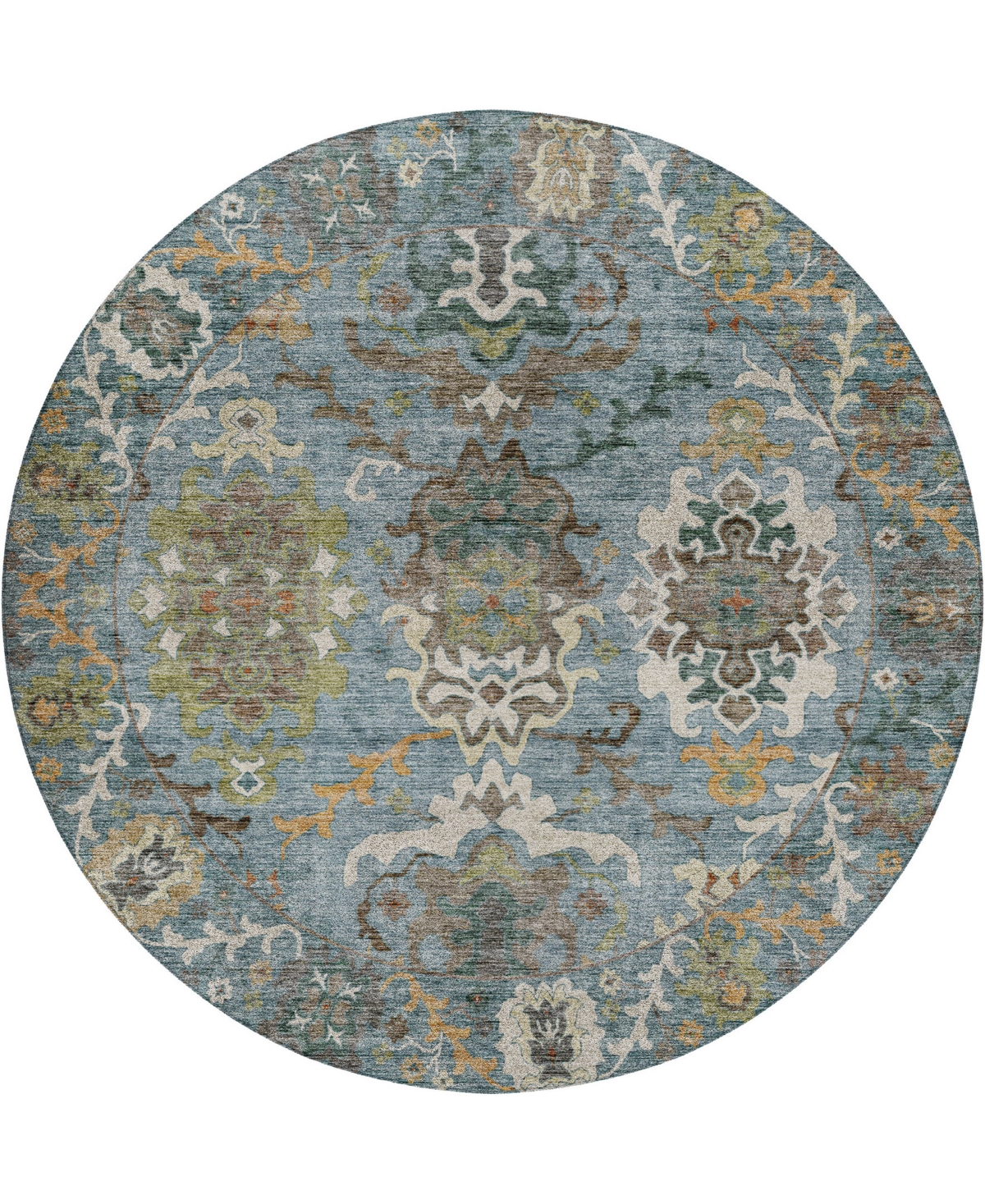Click here for Dalyn Silk Road SR8 8x8 Round Area Rug - Blue  Gol... prices