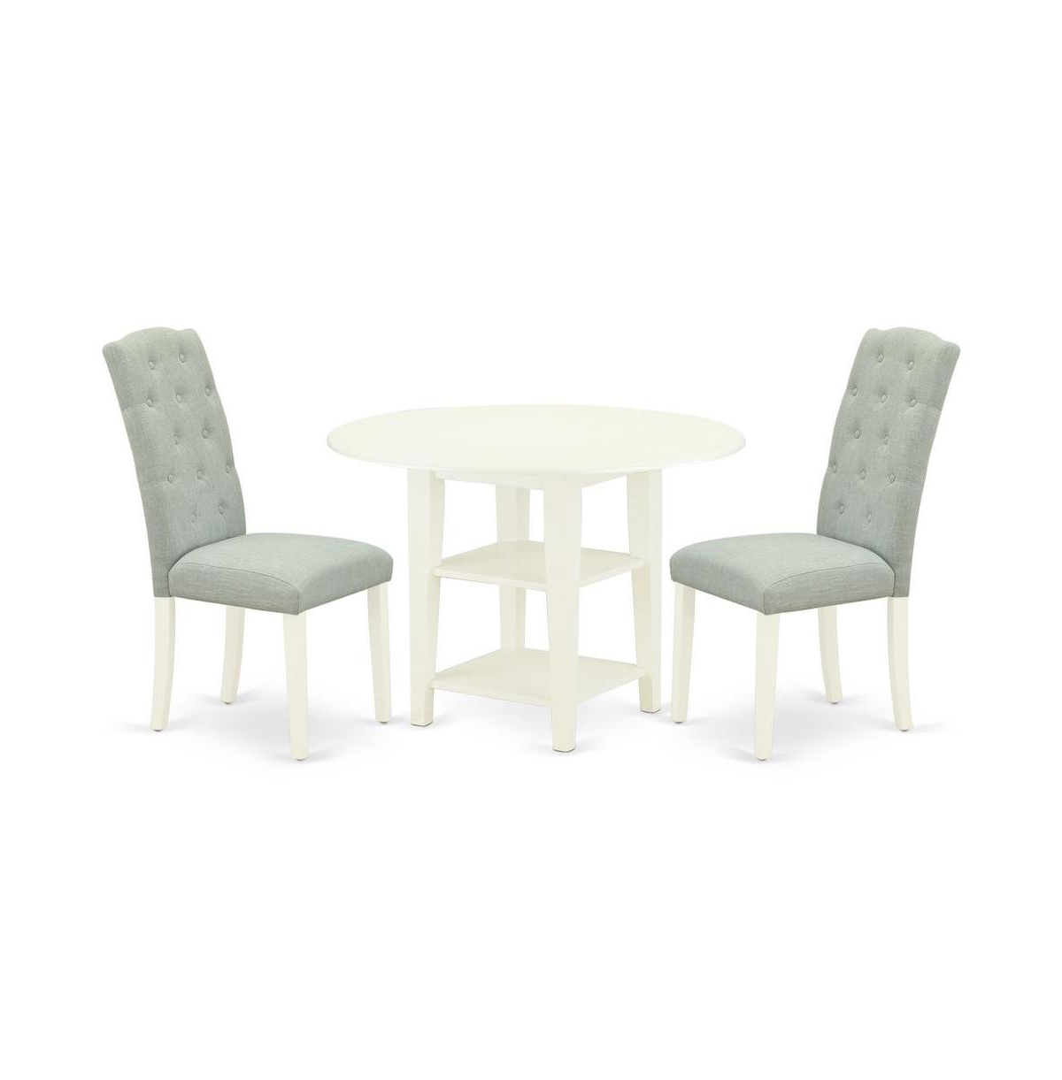 Click here for East West Furniture Dining Room Set Linen White -... prices
