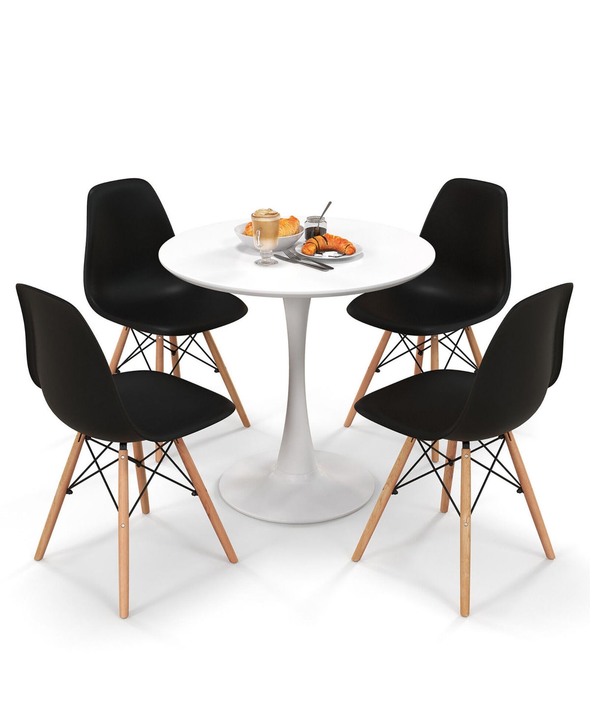 Click here for Gymax 5 Pcs Dining Set Modern Round Dining Table 4... prices