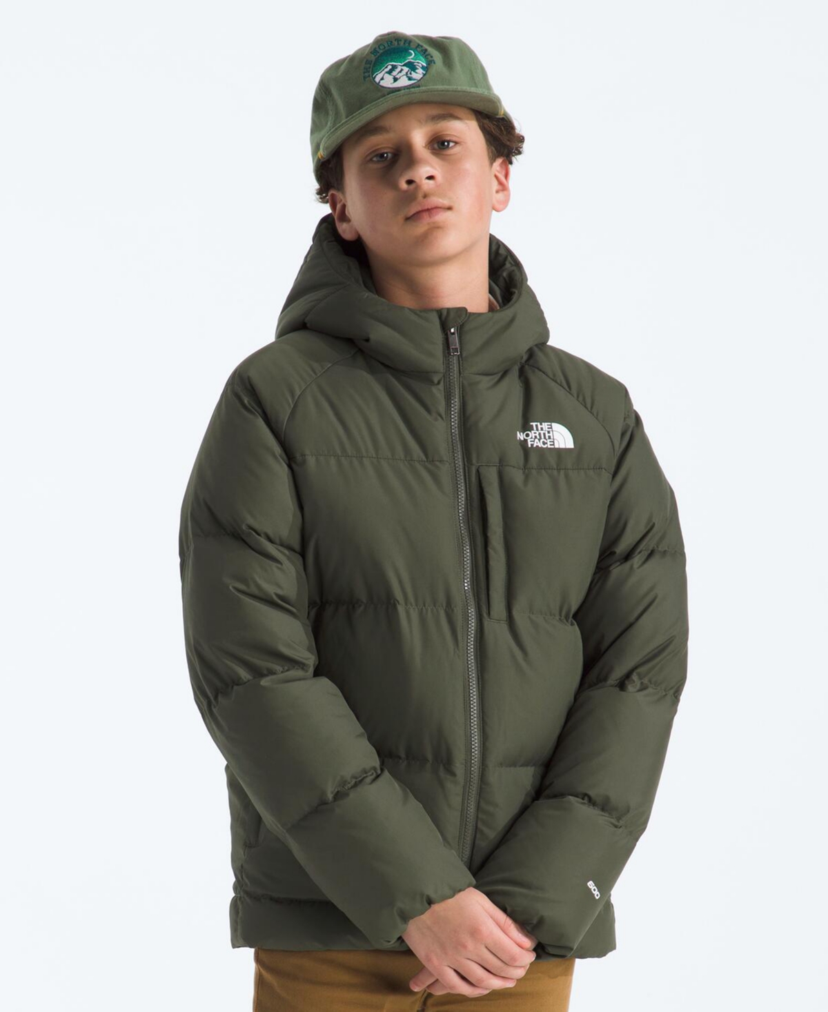 The North Face Big Boys North Down Hooded Jacket - Taupe Green