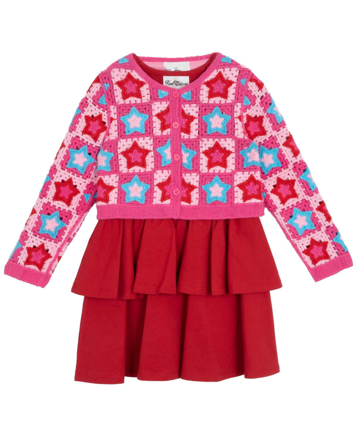 Click here for Rare Editions Little Girl Dress with Crochet Cardi... prices
