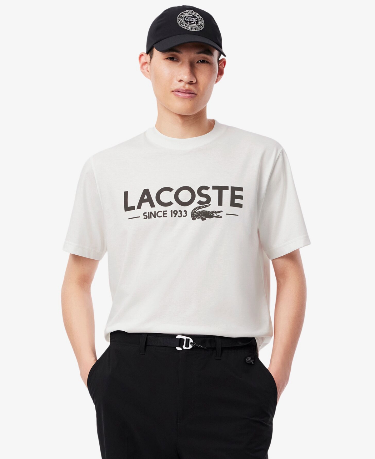 Click here for Lacoste Mens Classic-Fit Logo Graphic T-Shirt - Wh... prices