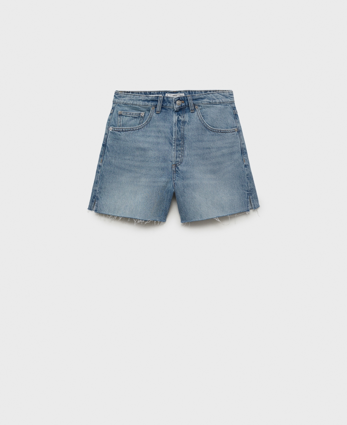 Mango Womens Frayed Hem Denim Shorts - Medium Blue